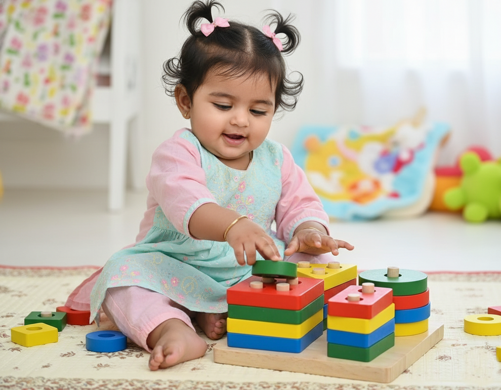 Wooden Square Shape Stacker – The Gentle Promise